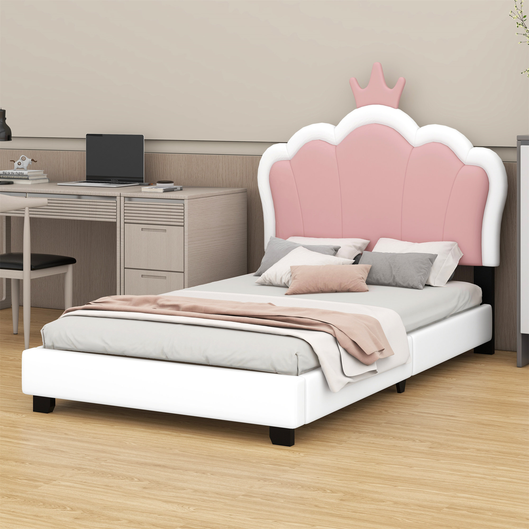 Gemma Violet Upholstered Princess Bed With Crown Headboard - Wayfair Canada