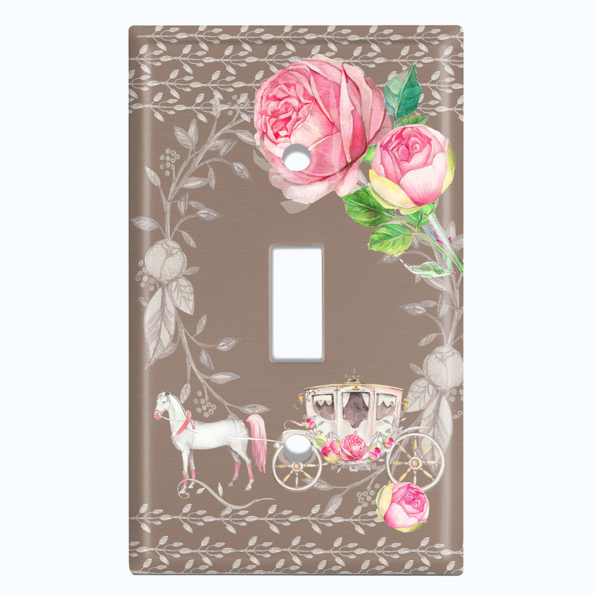 WorldAcc Metal Light Switch Plate Outlet Cover (Vintage Pink Roses ...