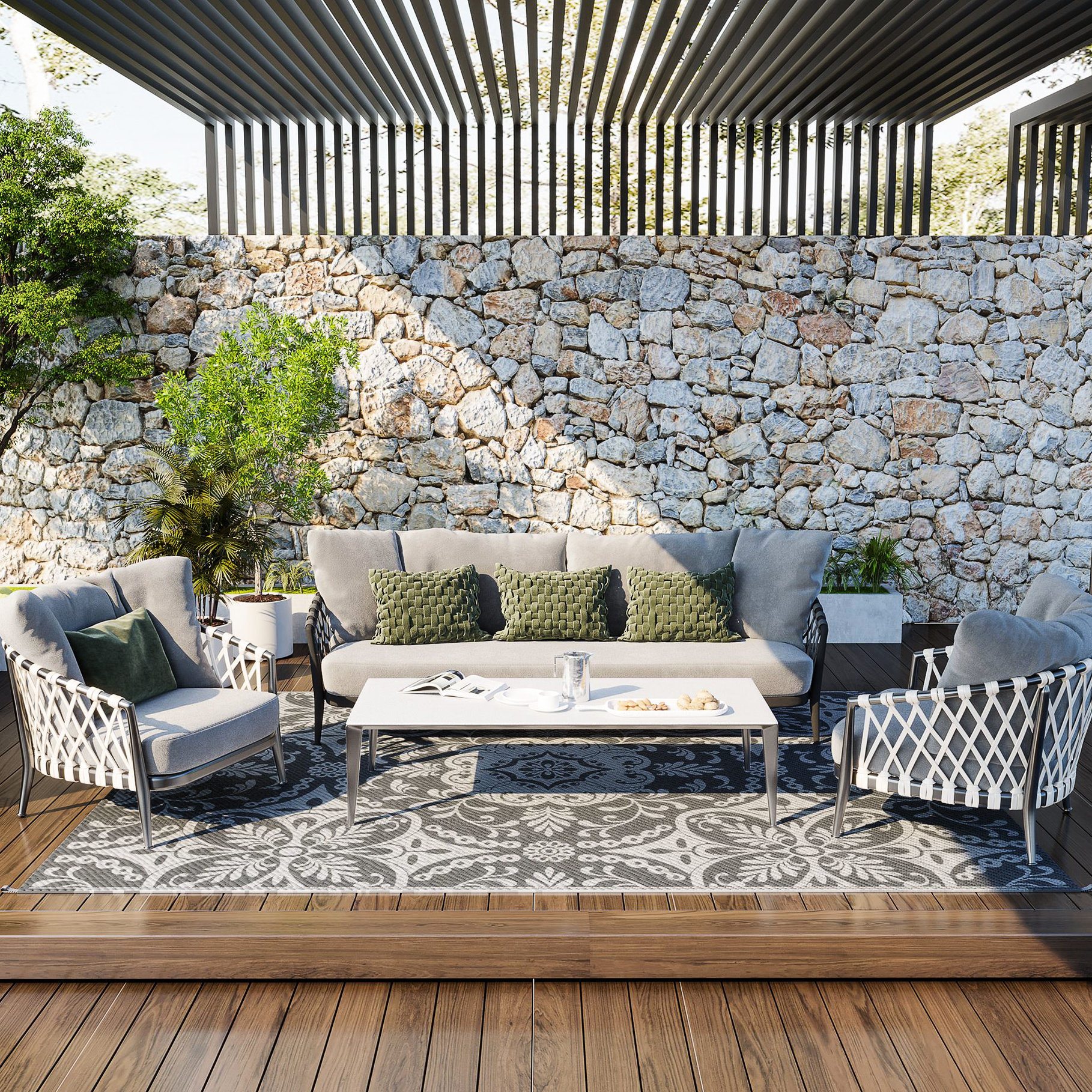 Banior Reversible Patio Rug, 9' X 12', Waterproof Plastic Carpet For Rv ...