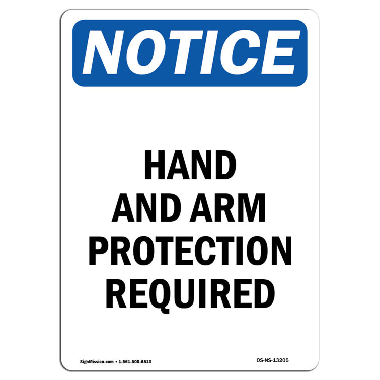 SignMission Hand and Arm Protection Required Sign | Wayfair
