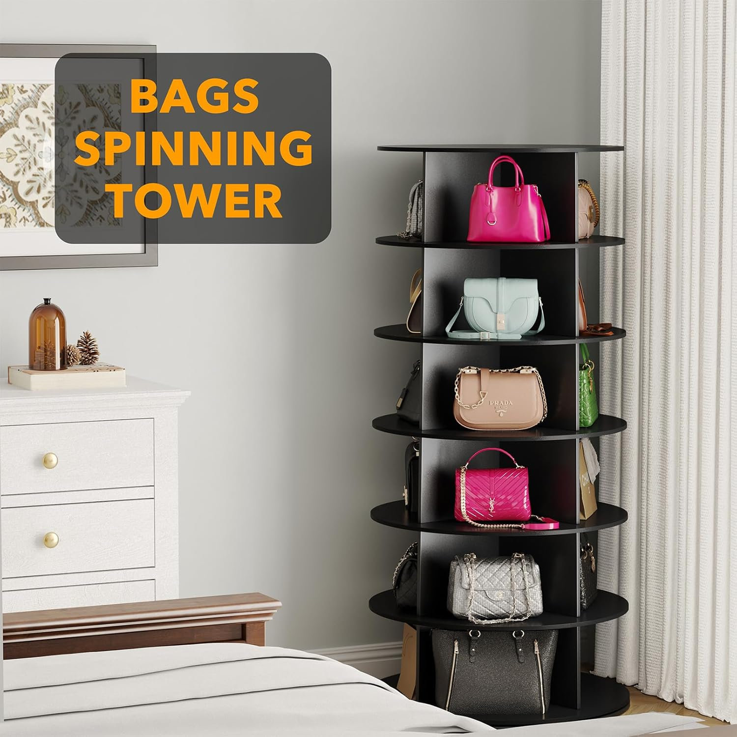 SpaceAid 6-Tier Rotating Shoe Rack Tower, 360° Spinning Shoe Display ...