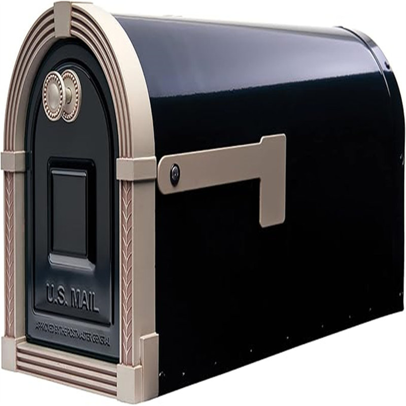 RIZPET Brunswick Large, Steel, Post Mount Mailbox, Black With Brushed ...