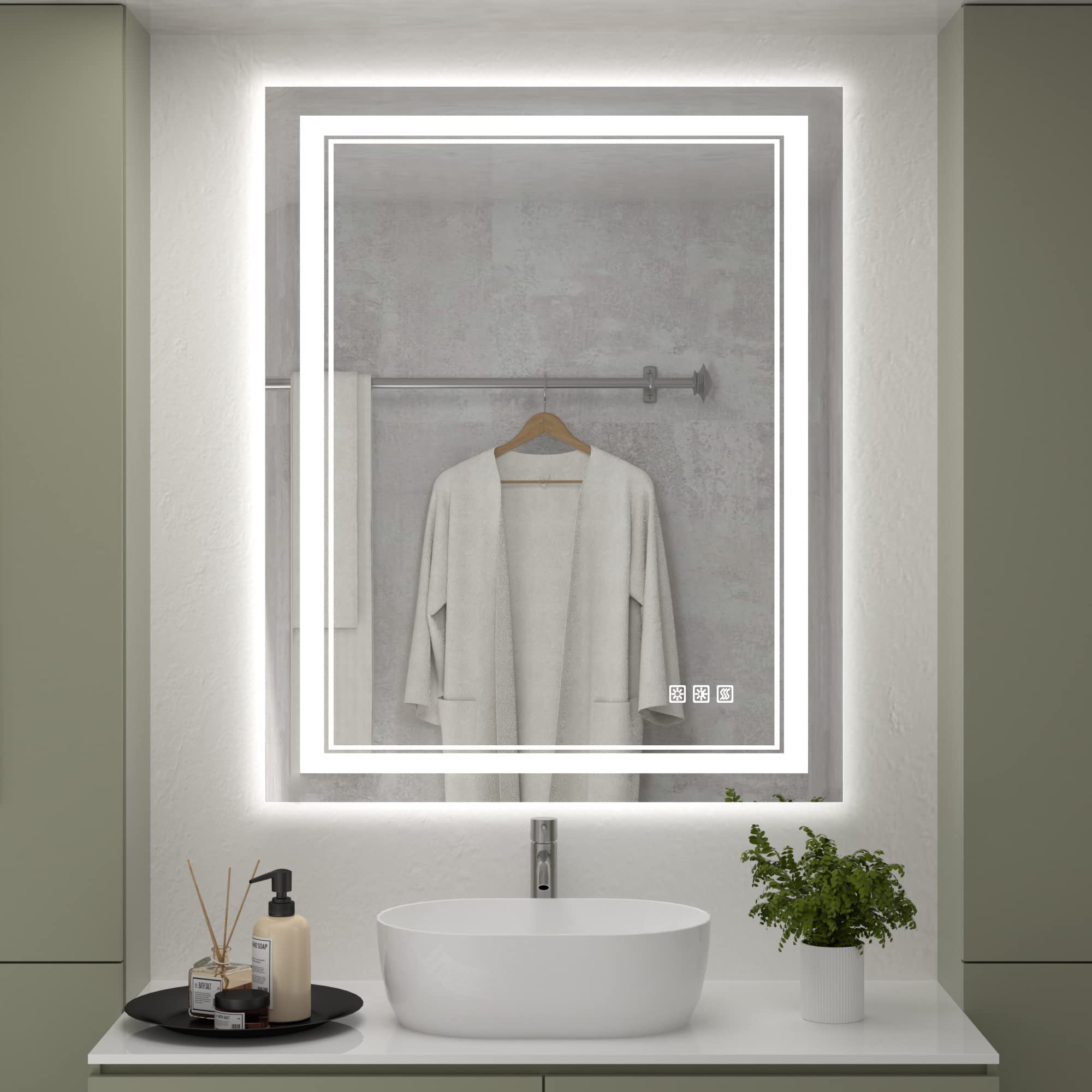Brayden Studio Badi LED Bathroom Mirror with Anti-Fog, Vanity Mirror, Double Led Strips Super ...