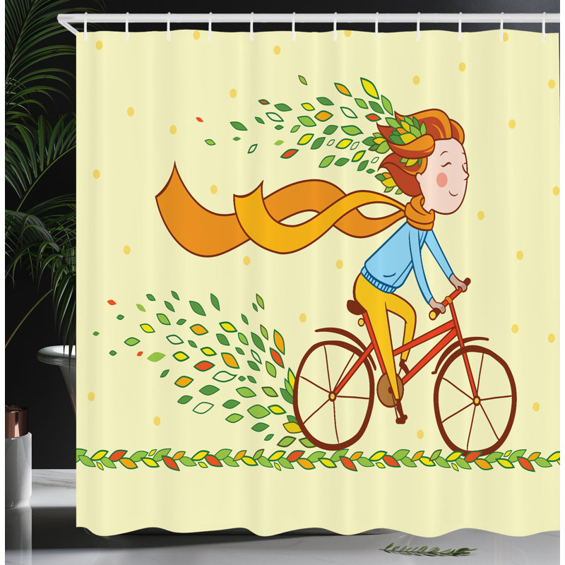Dakota Fields Bicycle Shower Curtain Bike Autumn Leaves | Wayfair