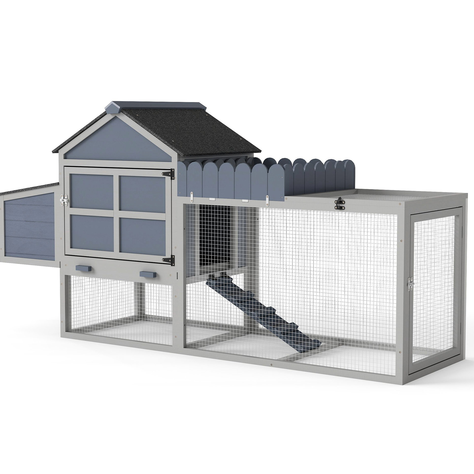 Tucker Murphy Pet™ Gray 80" 2 Backyard Poultry Habitat With Nesting Box ...