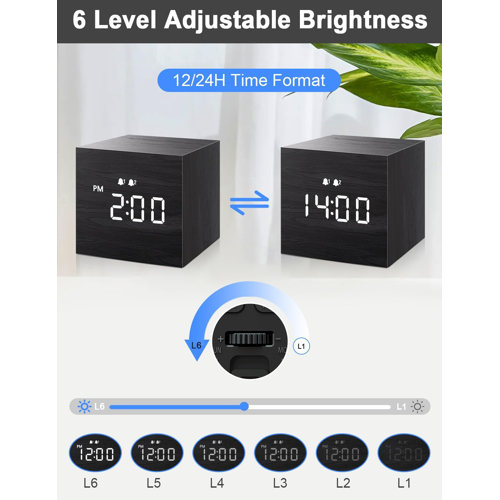 Latitude Run® Digital Solid Wood Electric Tabletop Clock | Wayfair