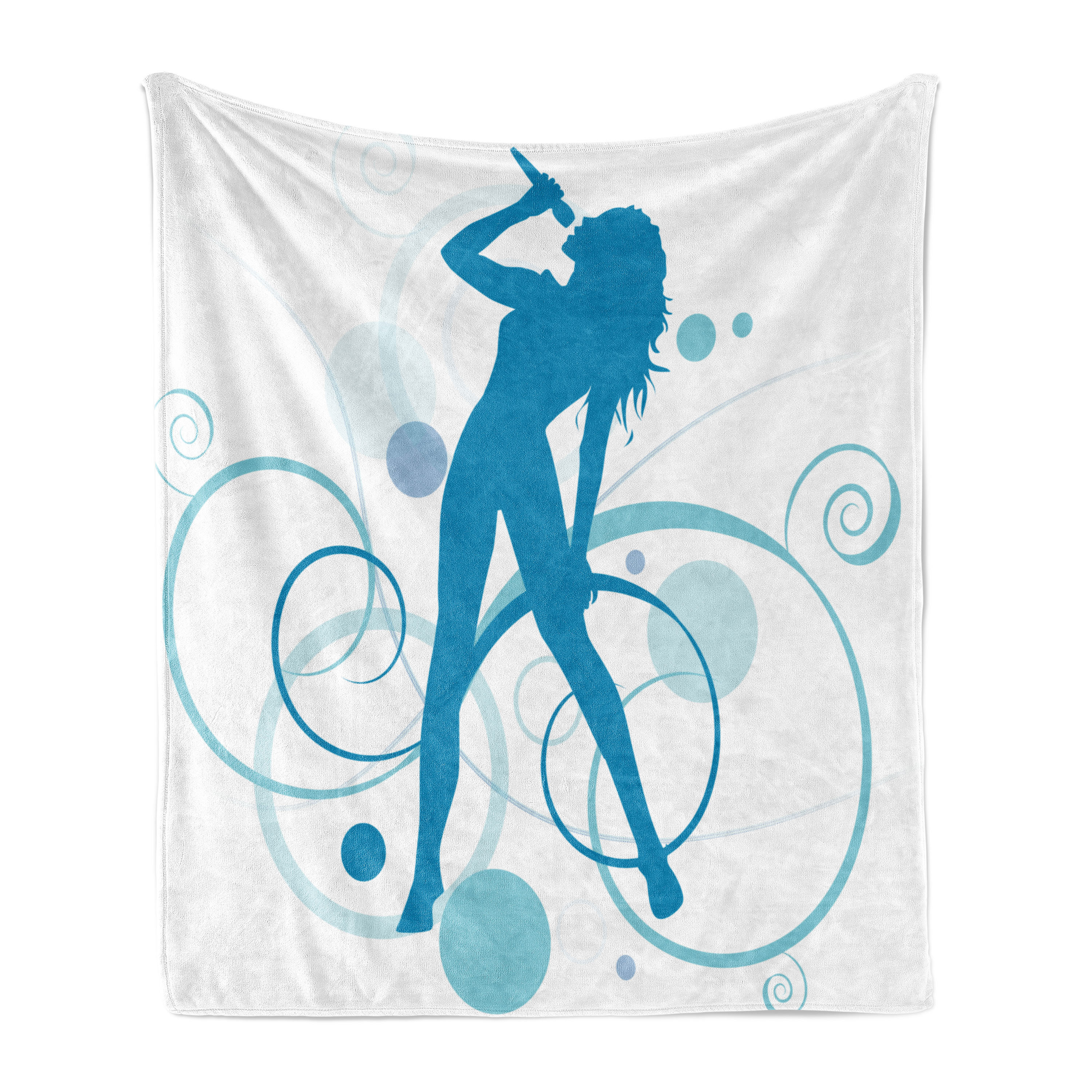 Ambesonne Silhouette Fleece Throw Blanket Female Lead Singer Art Sea ...