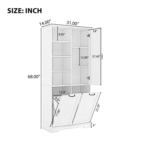 Latitude Run® Bathroom Storage Cabinet With Doors And Drawers, Tilt-Out ...