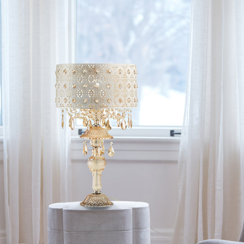 Willa Arlo™ Interiors Wedgeworth 24" Champagne Jeweled Bedside Lamp ...