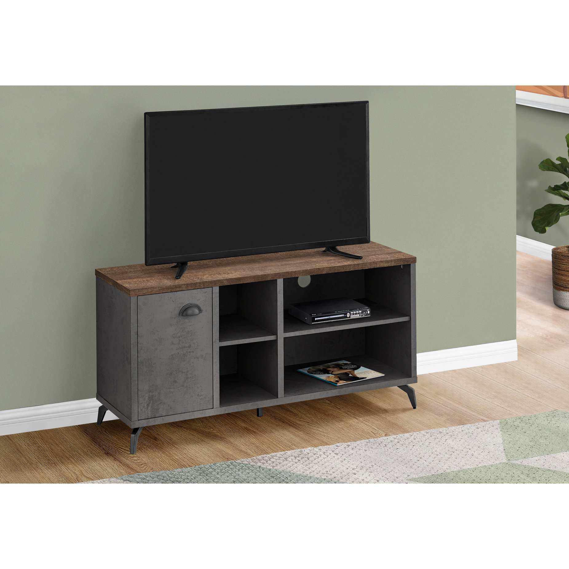17 Stories 48 Inch Tv Stand Console, Storage Cabinet, Grey Concrete ...