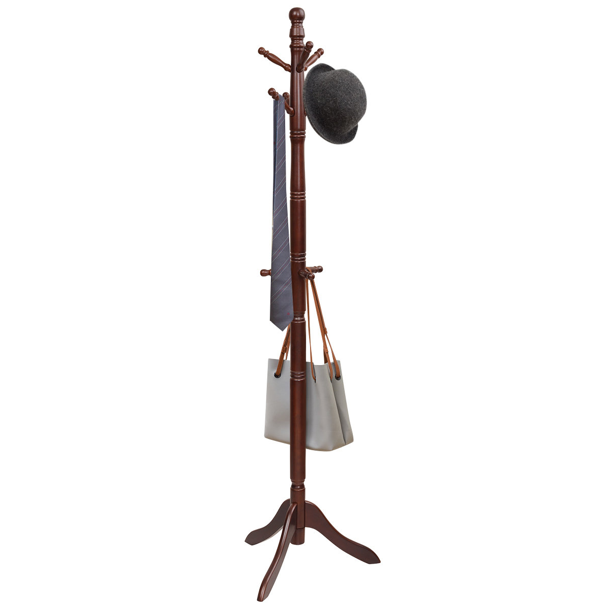 Canora Grey Anselmi Solid Wood Freestanding 9 - Hook Coat Rack ...
