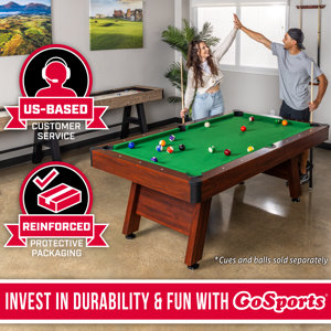 GoSports 7 ft Pool Table with Wood Finish - Billiards Game Room Table ...