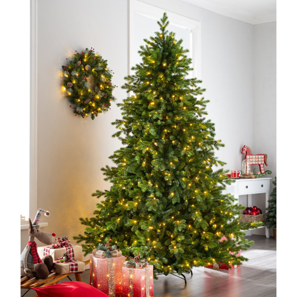 The Seasonal Aisle Pre-Lit Balsam Green Fir Artificial Christmas Tree ...