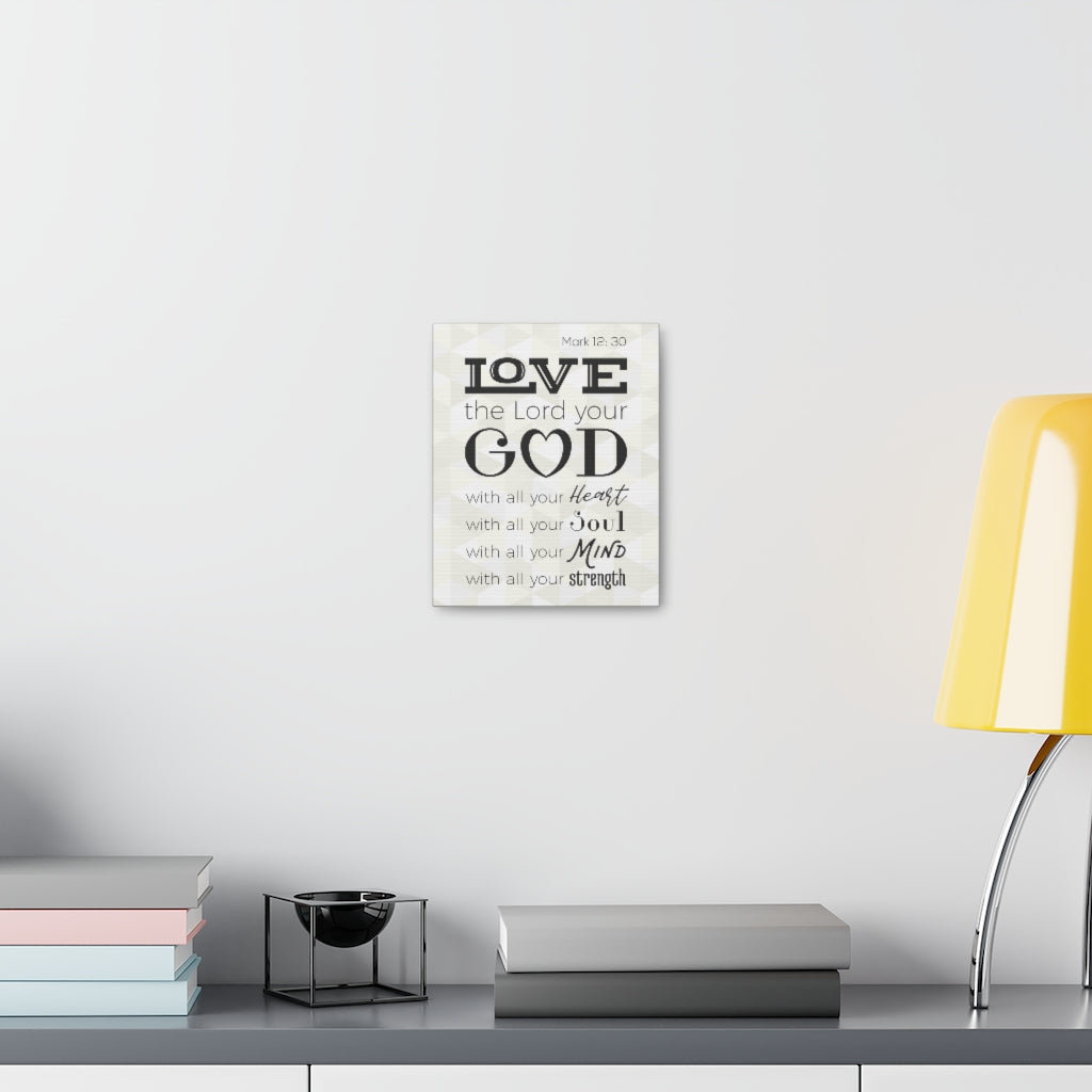Blue Elephant Love the Lord Your God Mark 12:30 - Wrapped Canvas ...