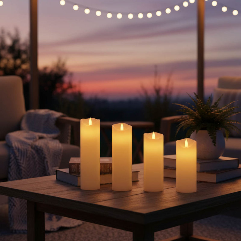 Symple Stuff Realistic Flameless LED Candles with Remote Set of 5 ...