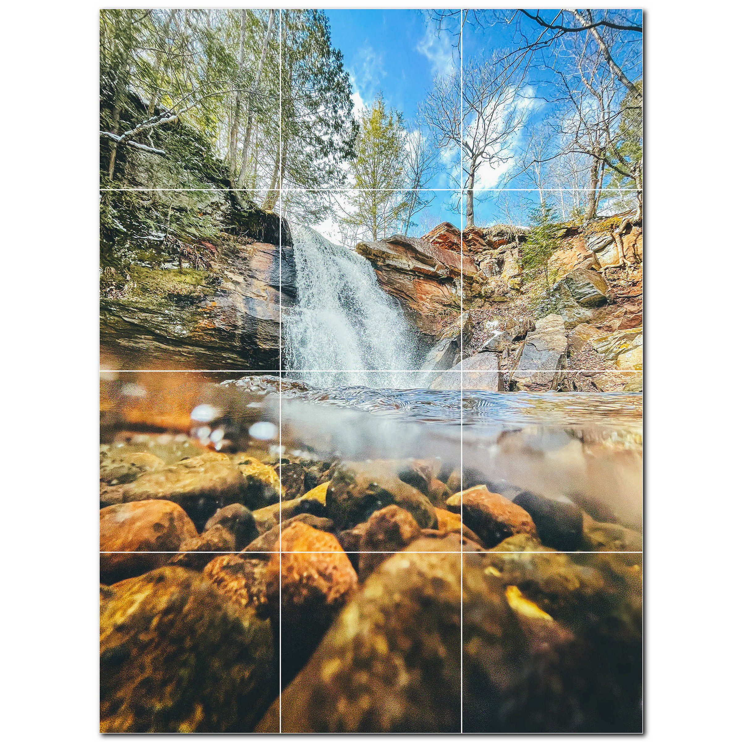 Picture-Tiles.com 24" x 32" Ceramic Waterfalls Photo Decorative Mural ...