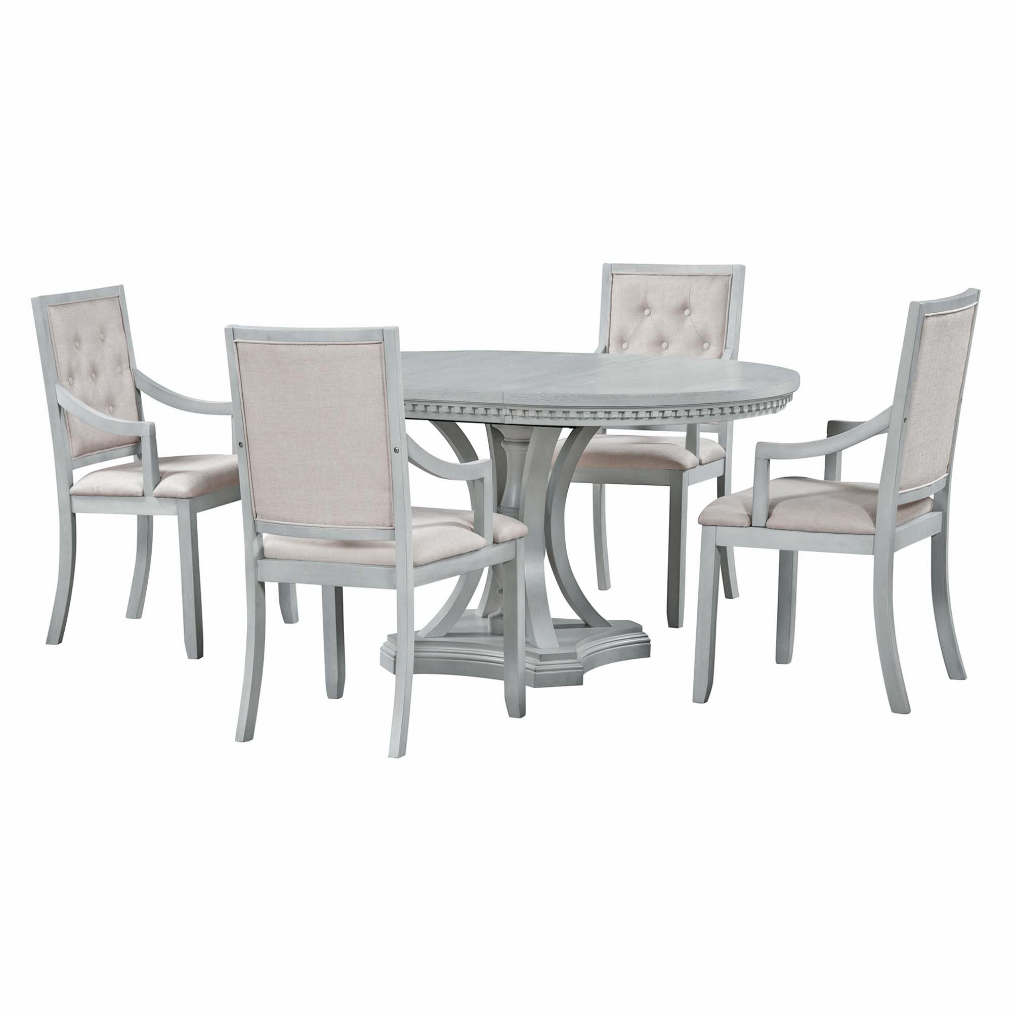 Alcott Hill® Retro 5-Piece Dining Set Extendable Round Table And 4 ...