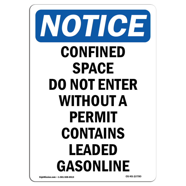 SignMission Confined Space Do Not Enter Without Permit Sign - Wayfair ...