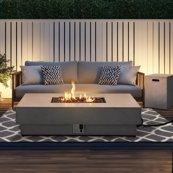 Latitude Run® 60" Outdoor Propane Fire Pit table with Tank Cover Table ...