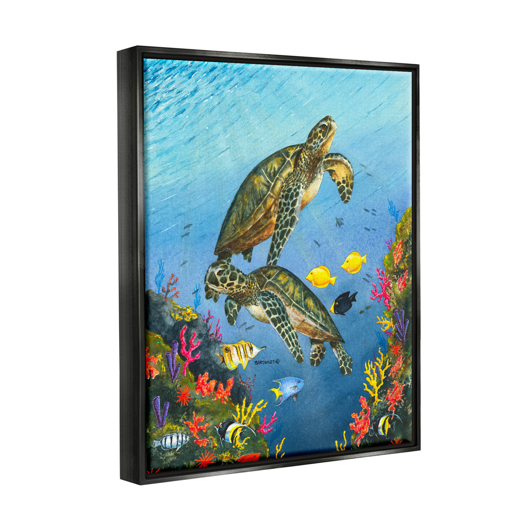 Bay Isle Home™ Sea Turtles Swimming Underwater Reef - Floater Frame ...