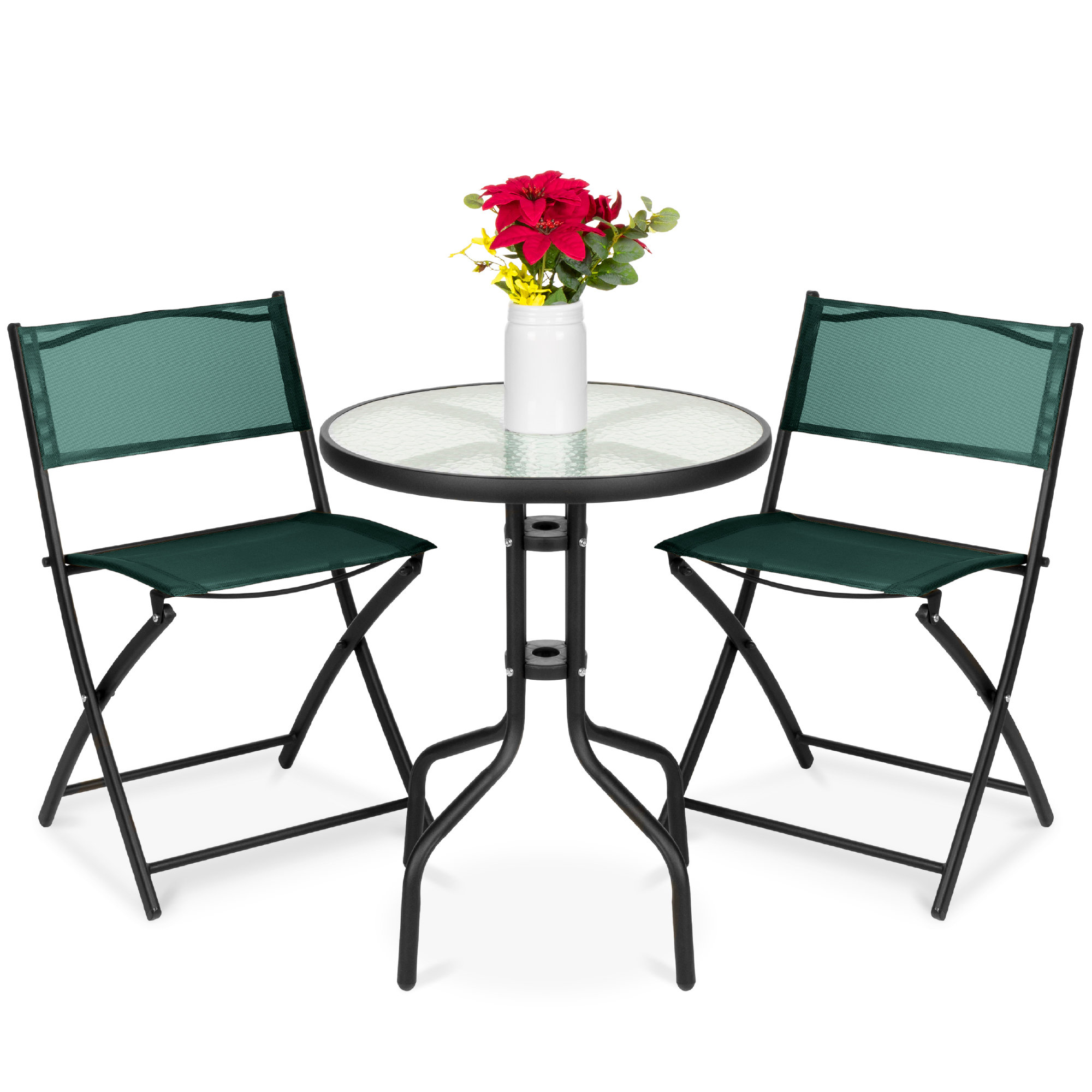 Ebern Designs 3-Piece Patio Bistro Dining Furniture Set W/ Glass ...