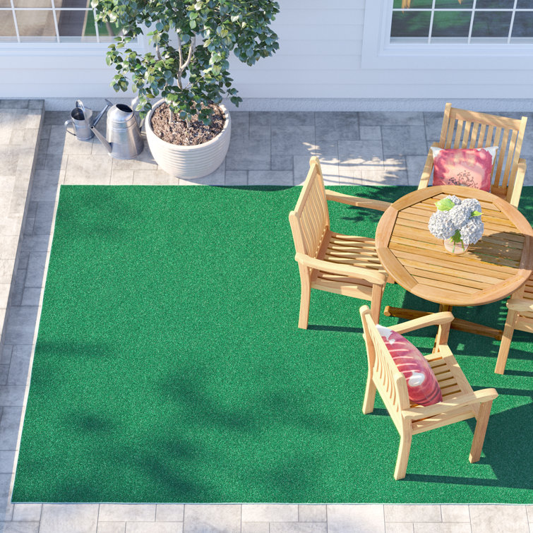 Lark Manor Anees Artificial Green Turf Indoor Outdoor Pet Friendly Rugs ...