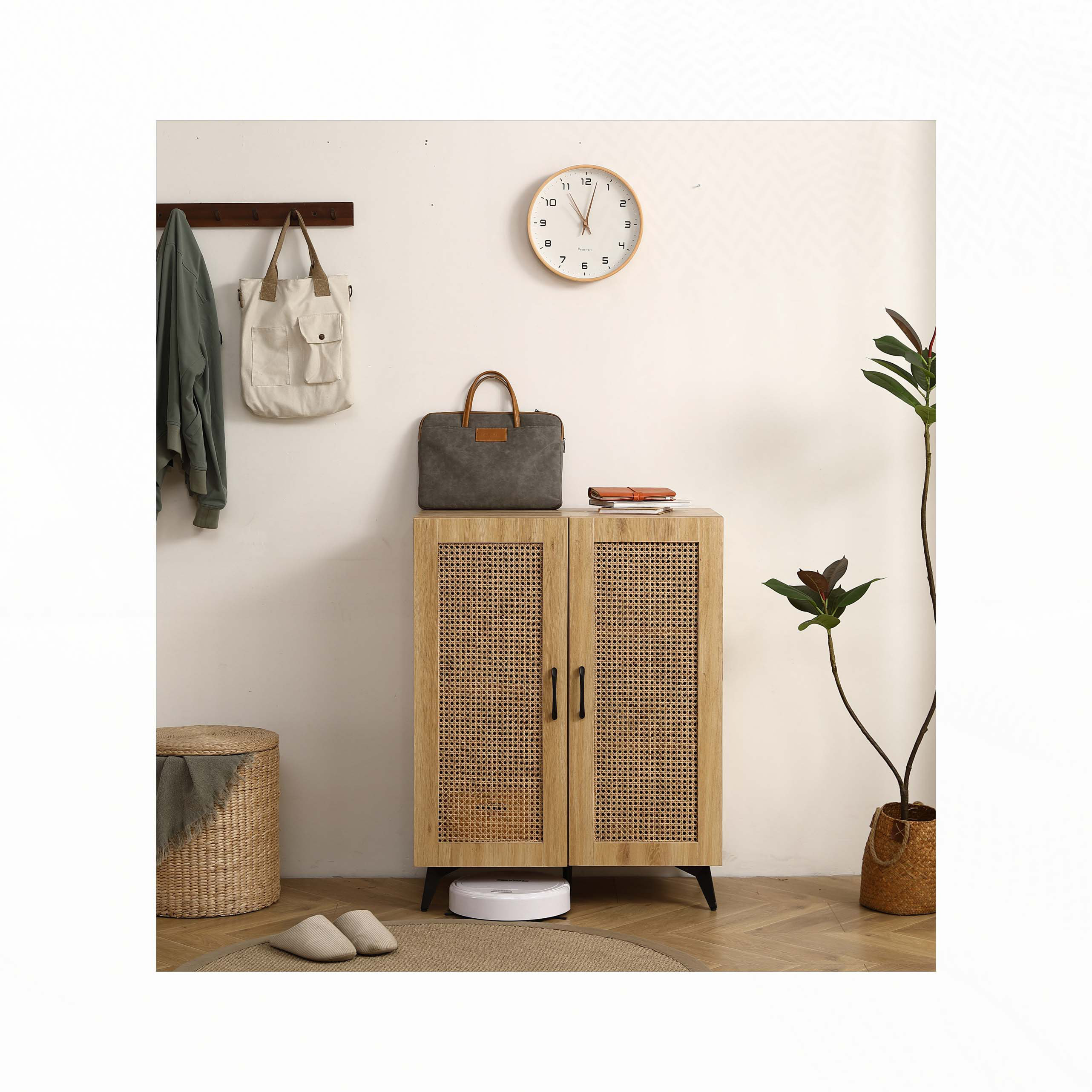 Bay Isle Home™ Armoire à chaussures à double porte Natural Rattan avec ...