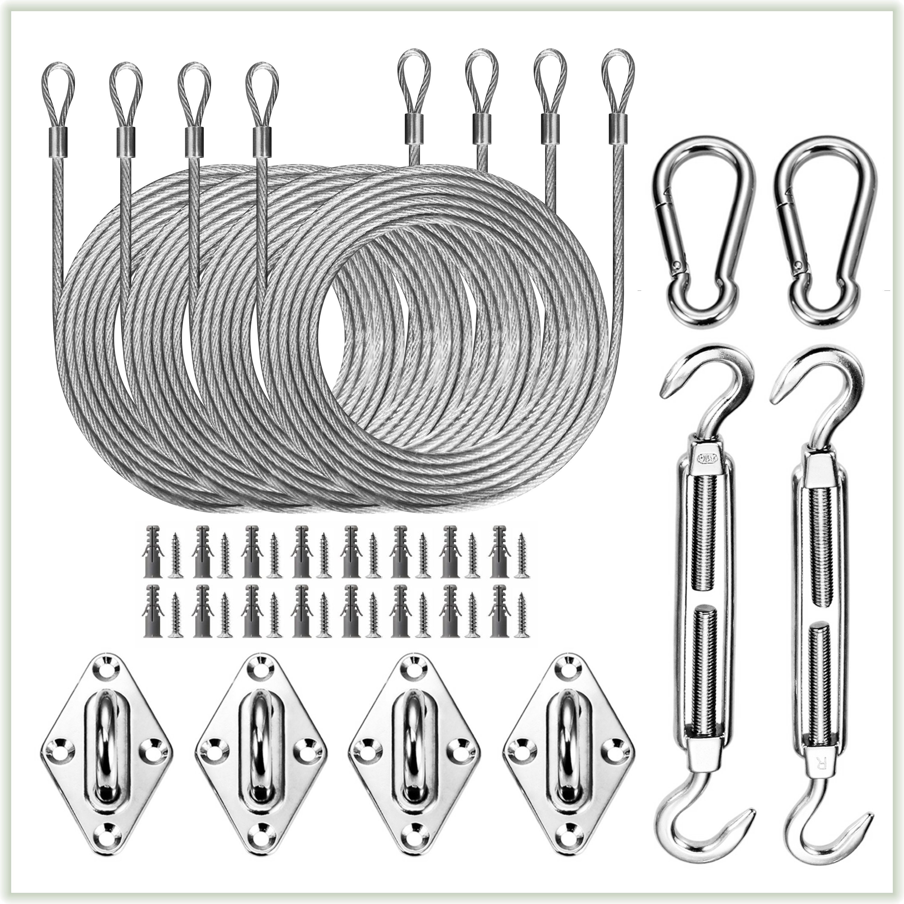 ColourTree Sun Shade Sail Rectangle Hardware Kit (Hardware Kits + Cable ...