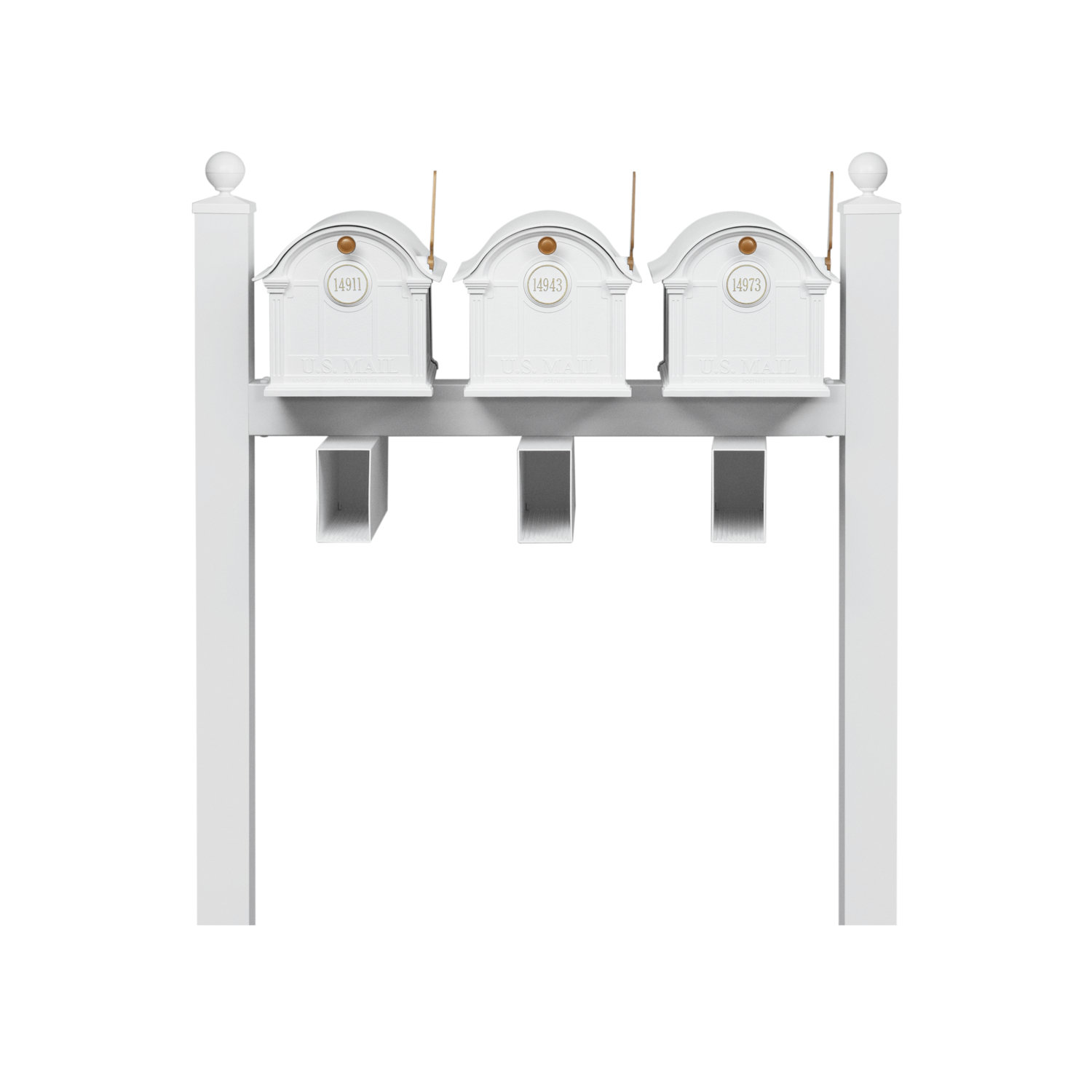 Whitehall Products Balmoral Triple Mount Mailbox /w/ Ball Finials ...