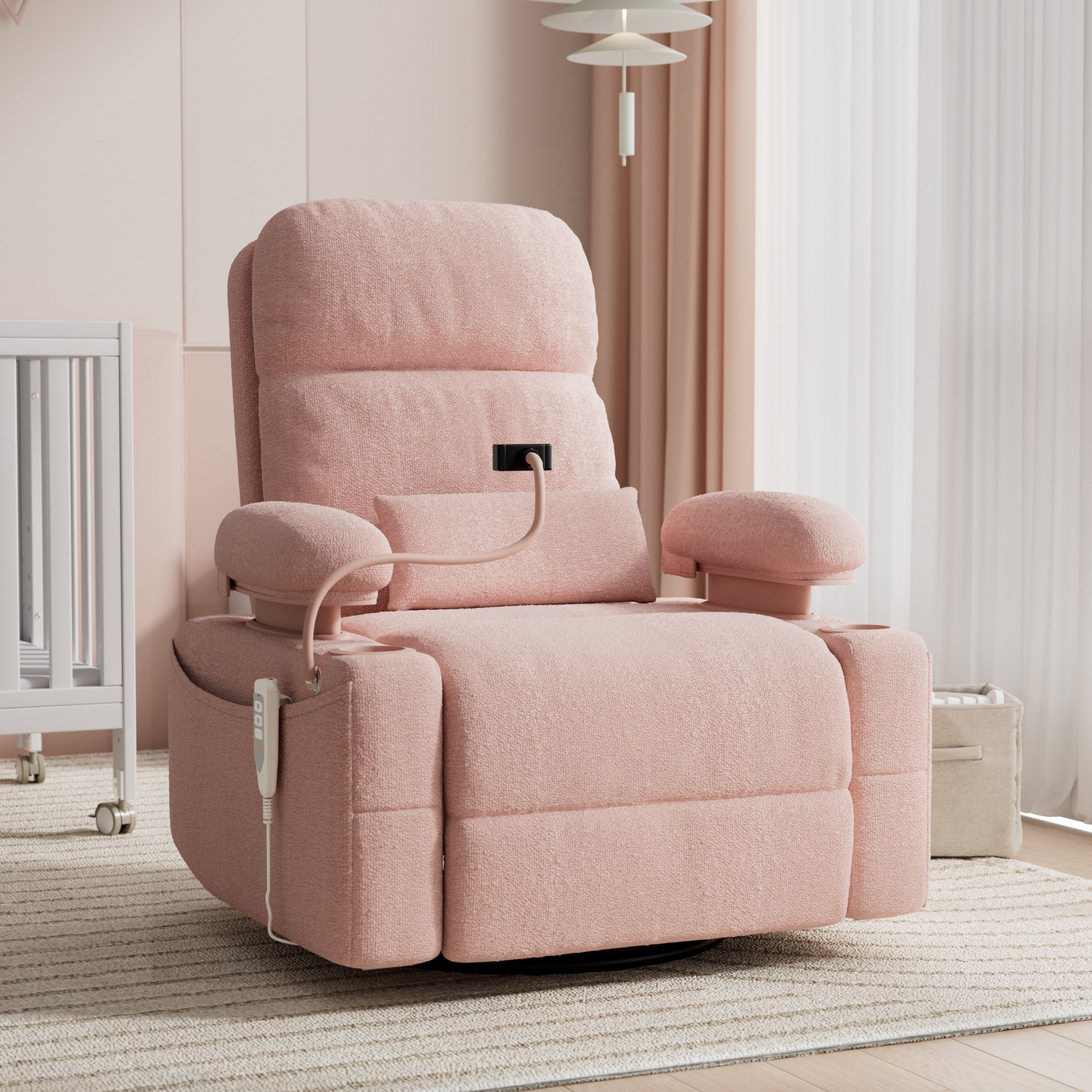 MAMAZING Electric Power Adjustable Armrests Swivel Rocking Chair ...