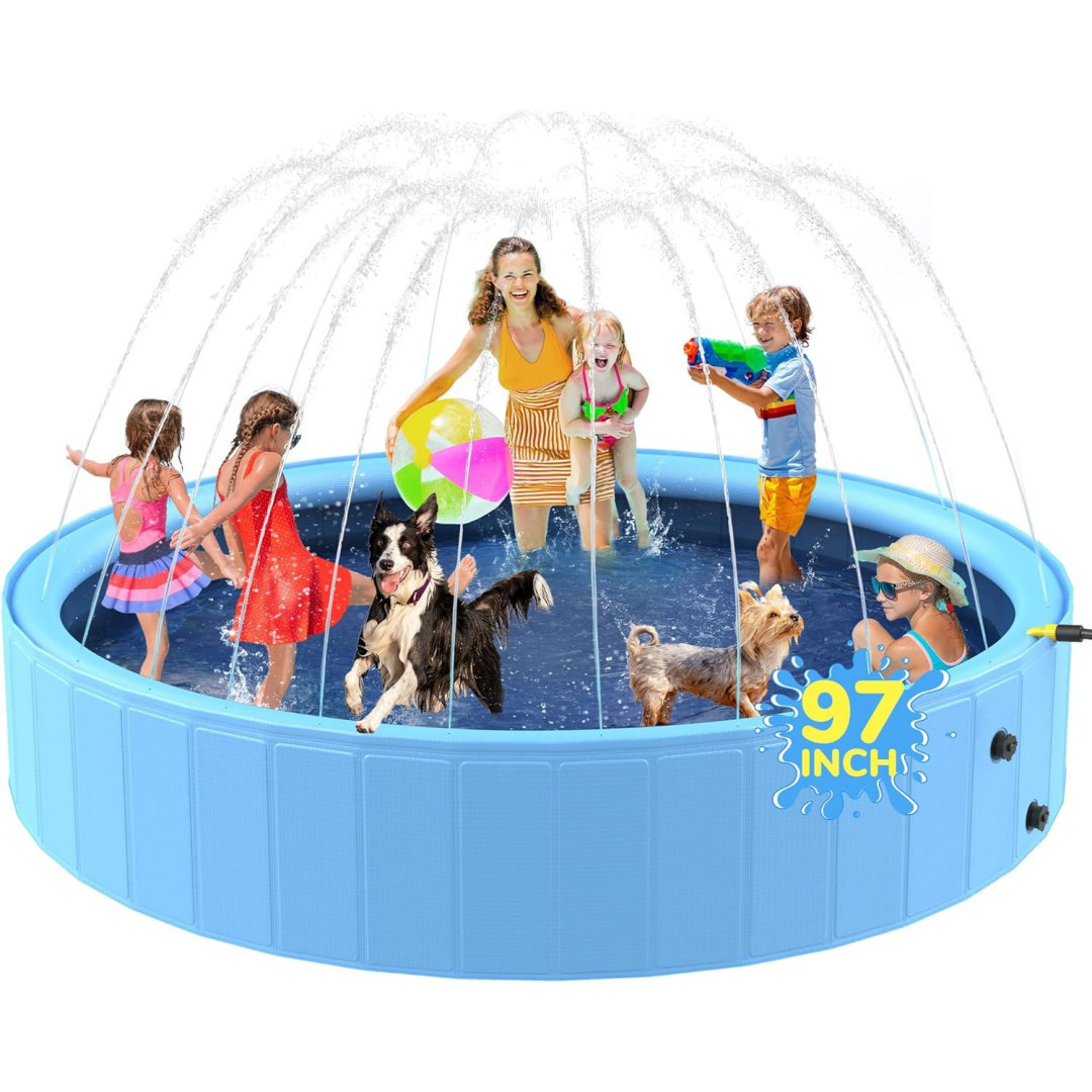 DESIGN SHOP BY SHELL Sprinkler Pool For Kids, 97'' Non-Slip Kids Pool ...