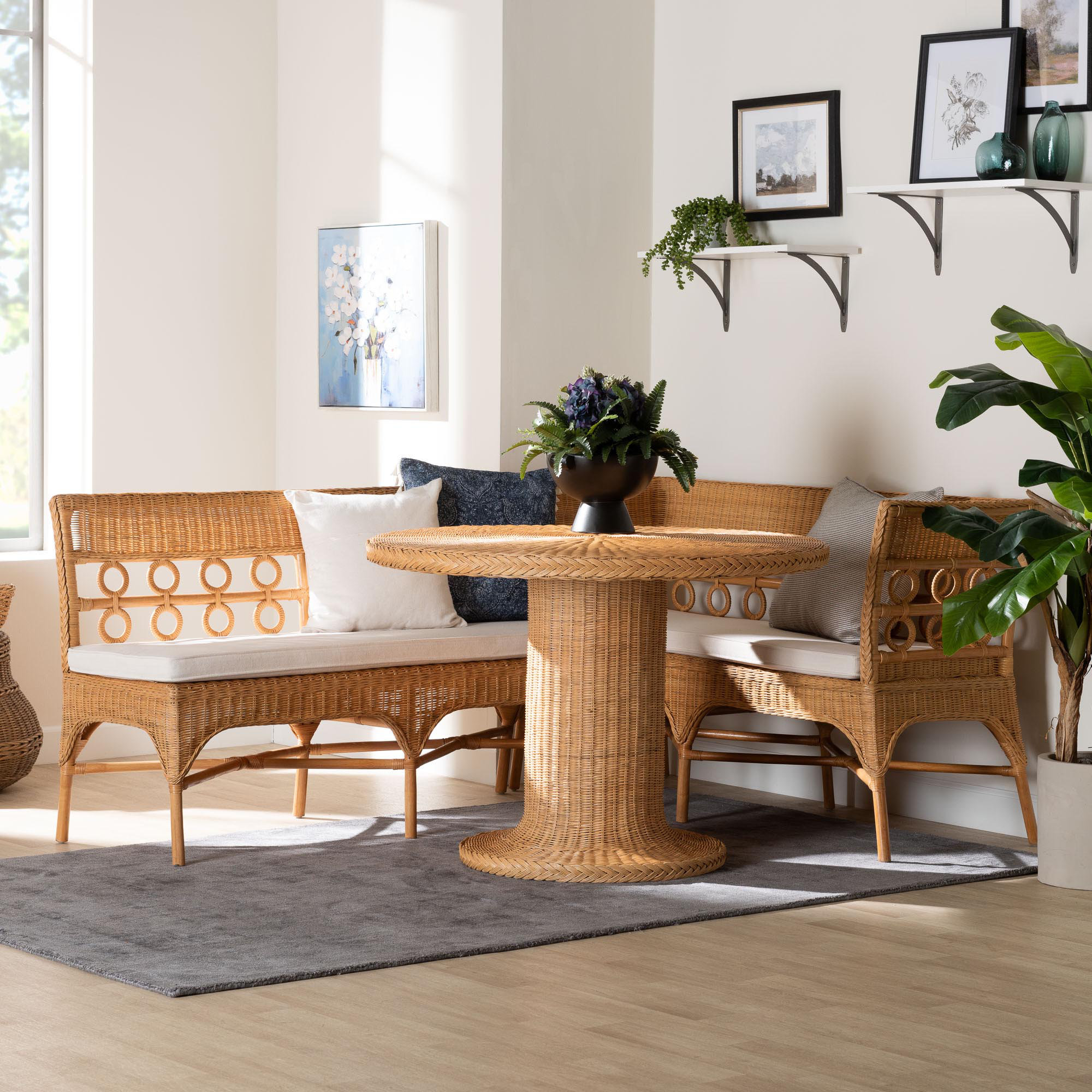 Bayou Breeze Bali & Pari Monica Bohemian Light Honey Rattan 3-Piece ...
