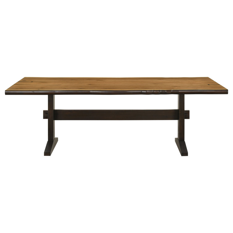 August Grove® Carmella Live Edge Trestle Dining Table Natural Honey And ...