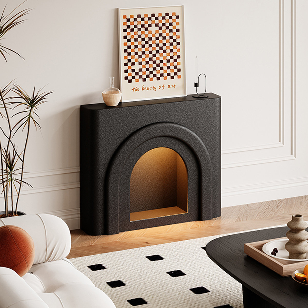 Everly Quinn French-style high-end floor-standing decorative fireplace ...