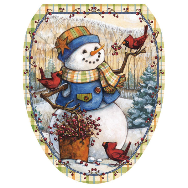 Toilet Tattoos Holiday Berry Snowman Toilet Seat Sticker Decal ...