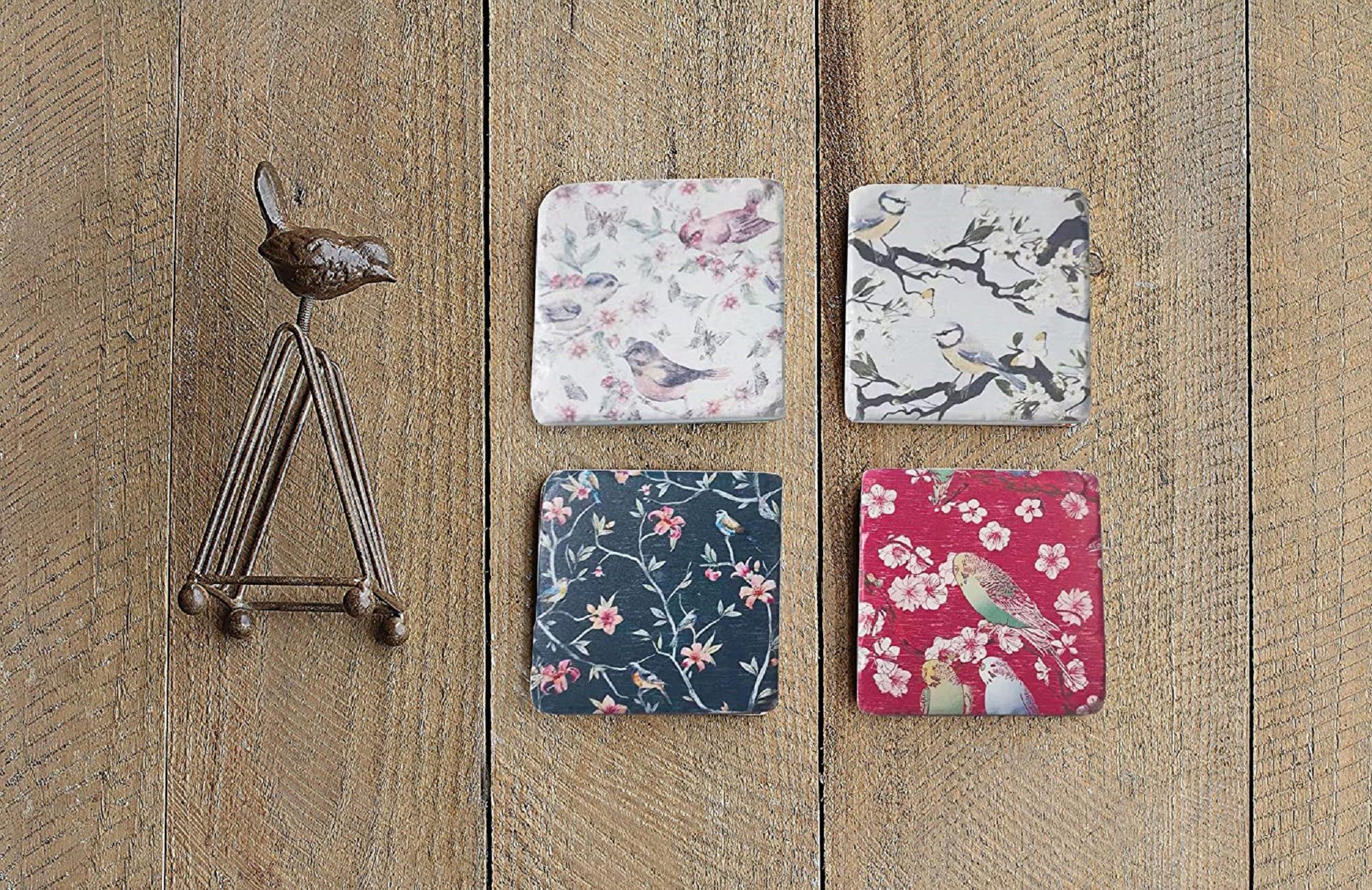Winston Porter Colorful Bird Coaster Set - Set Of 4 Square Coasters ...