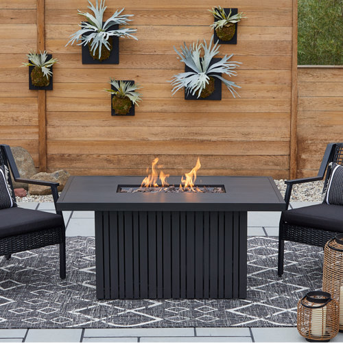 Real Flame Calvin 52" Rectangle Metal Propane Fire Pit Table With ...