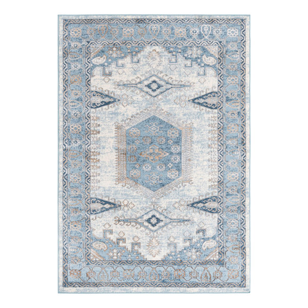 Langley Street Alamo Machine Woven Performance Blue Rug & Reviews ...