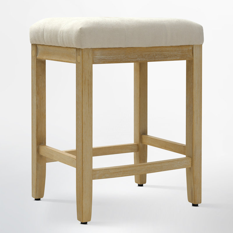 Gracie Oaks 24" Hand-Brushed Wood Backless Counter Height Bar Stools ...