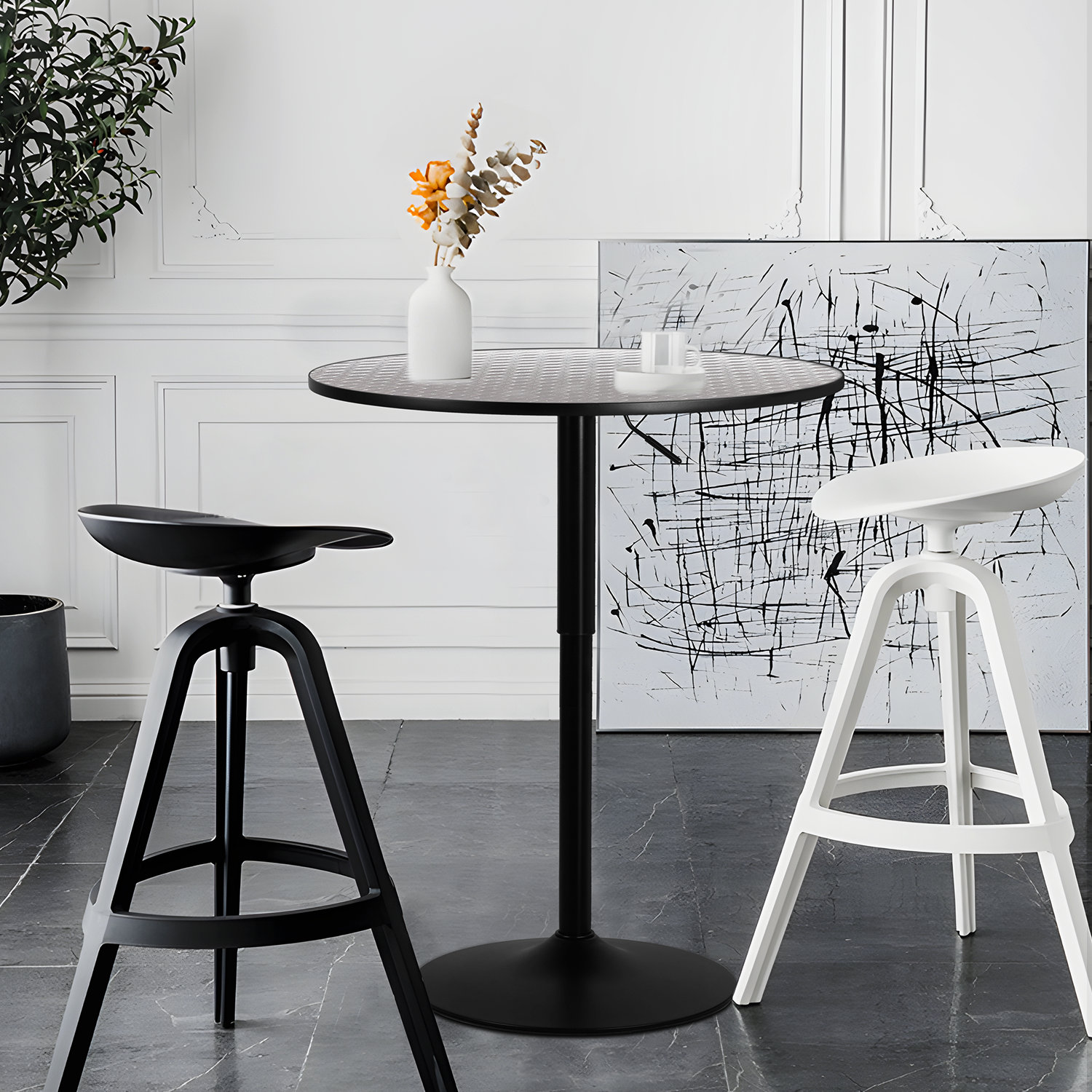 Ebern Designs Hulker Round Pub Dining Table Height Adjustable With ...