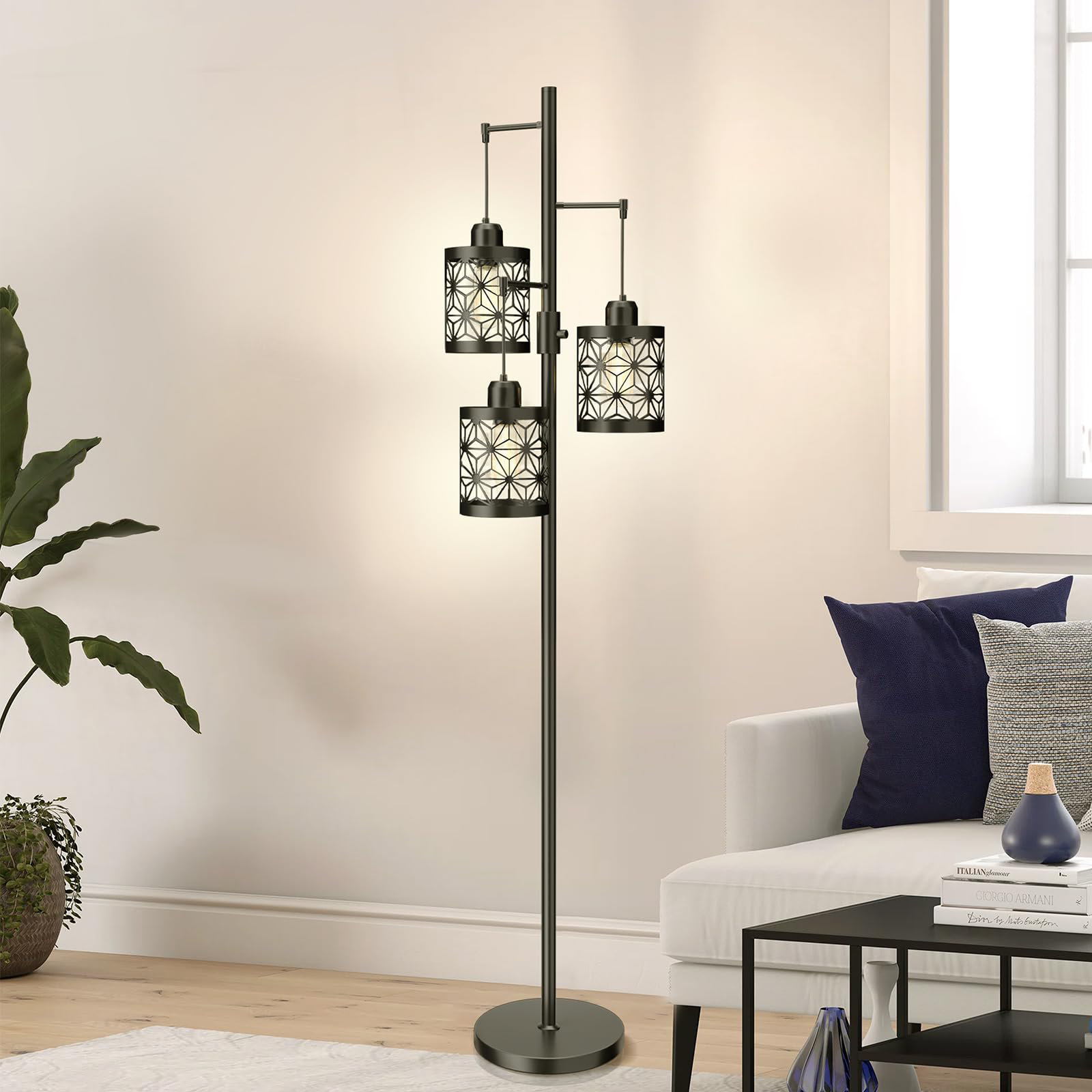 Latitude Run® Dimmable LED Floor Lamp With 3 Bright Bulbs, Tall ...
