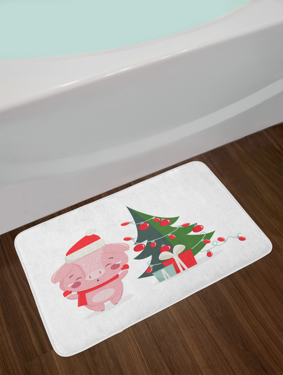 East Urban Home Happy Smiling Rose Pig with Xmas Tree and Gifts New ...