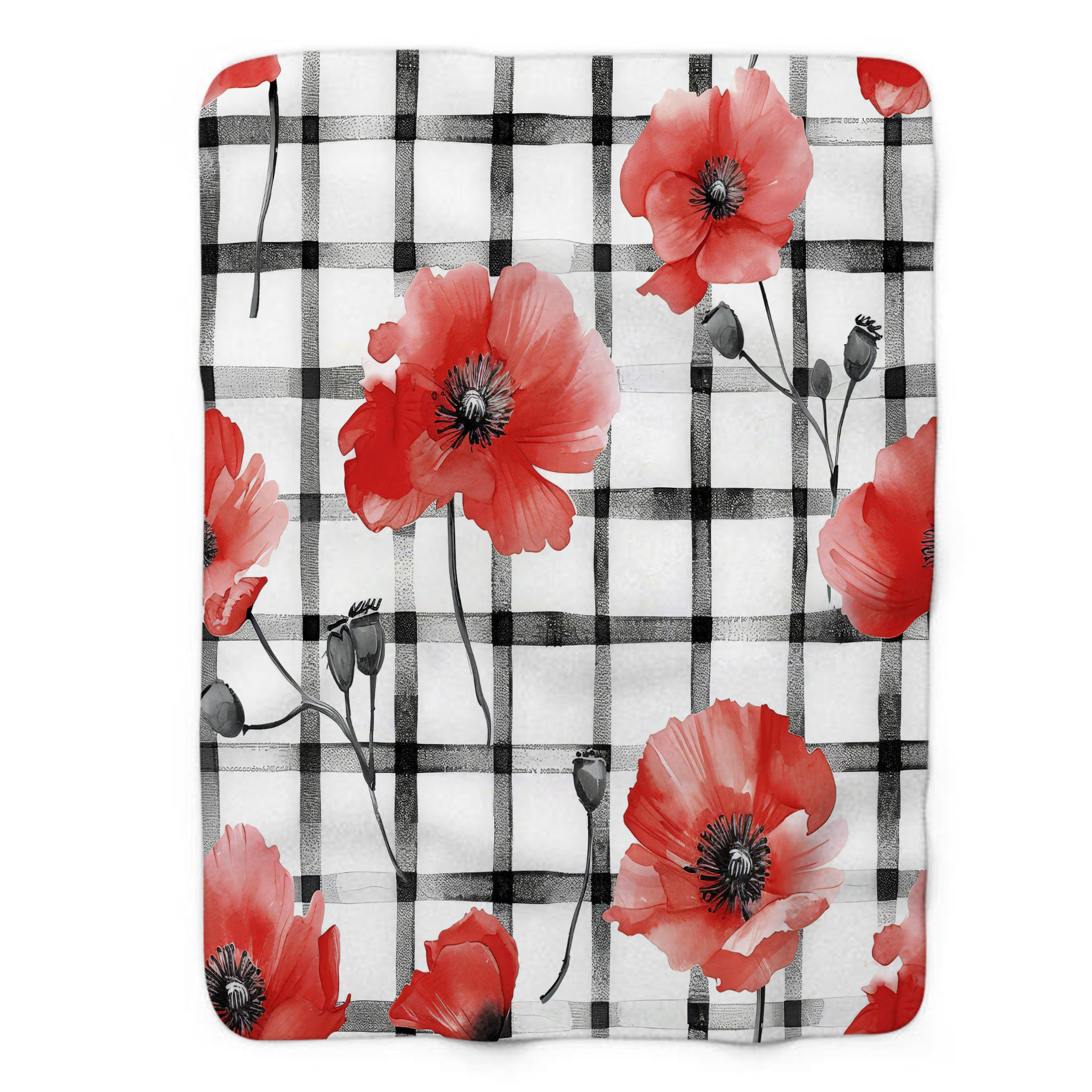 MentionedYou Serene Poppies Palette - 1 Piece Premium Sherpa Bl Throw ...