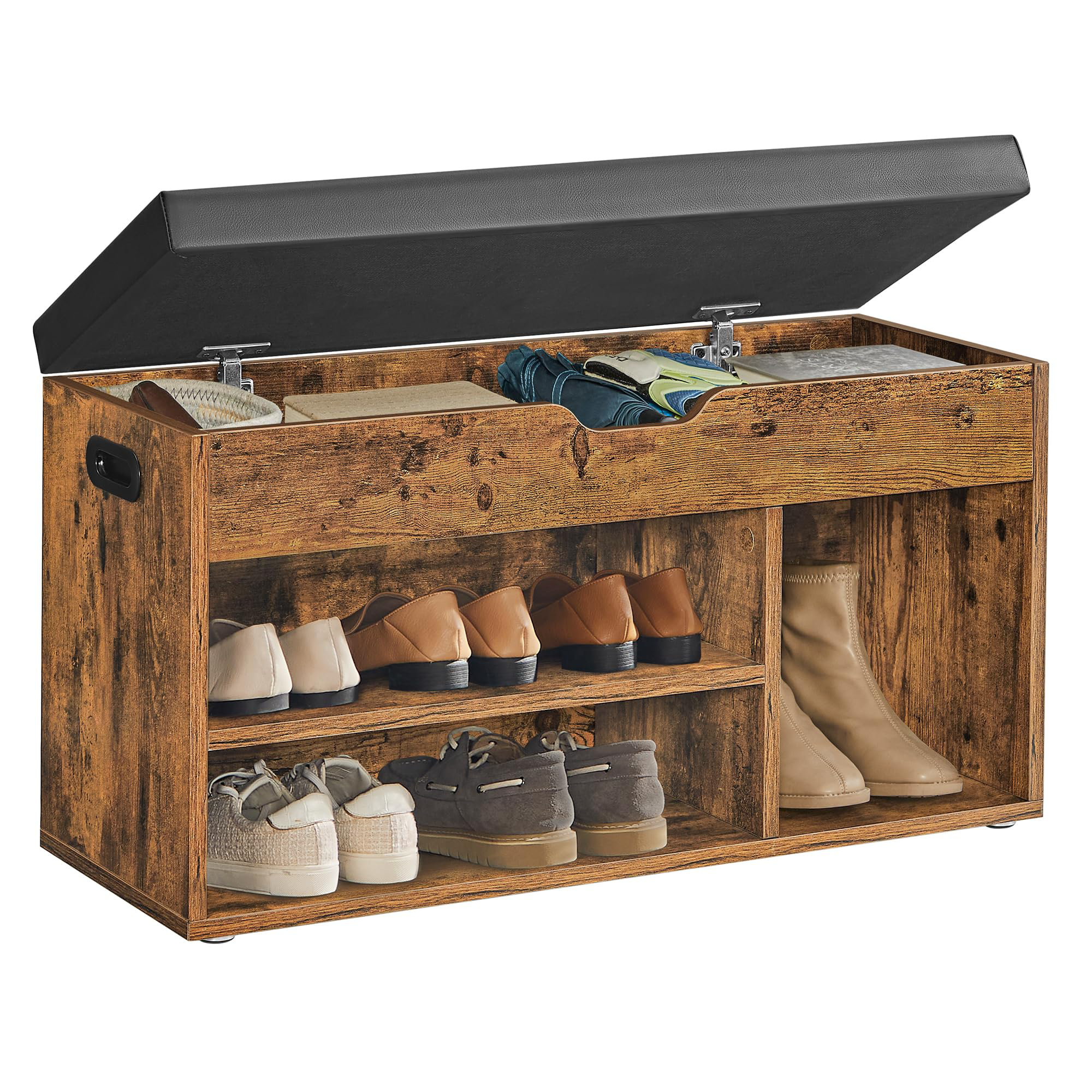 Williston Forge 31.5" Rustic Brown Storage Bench With Cushion | 3 ...