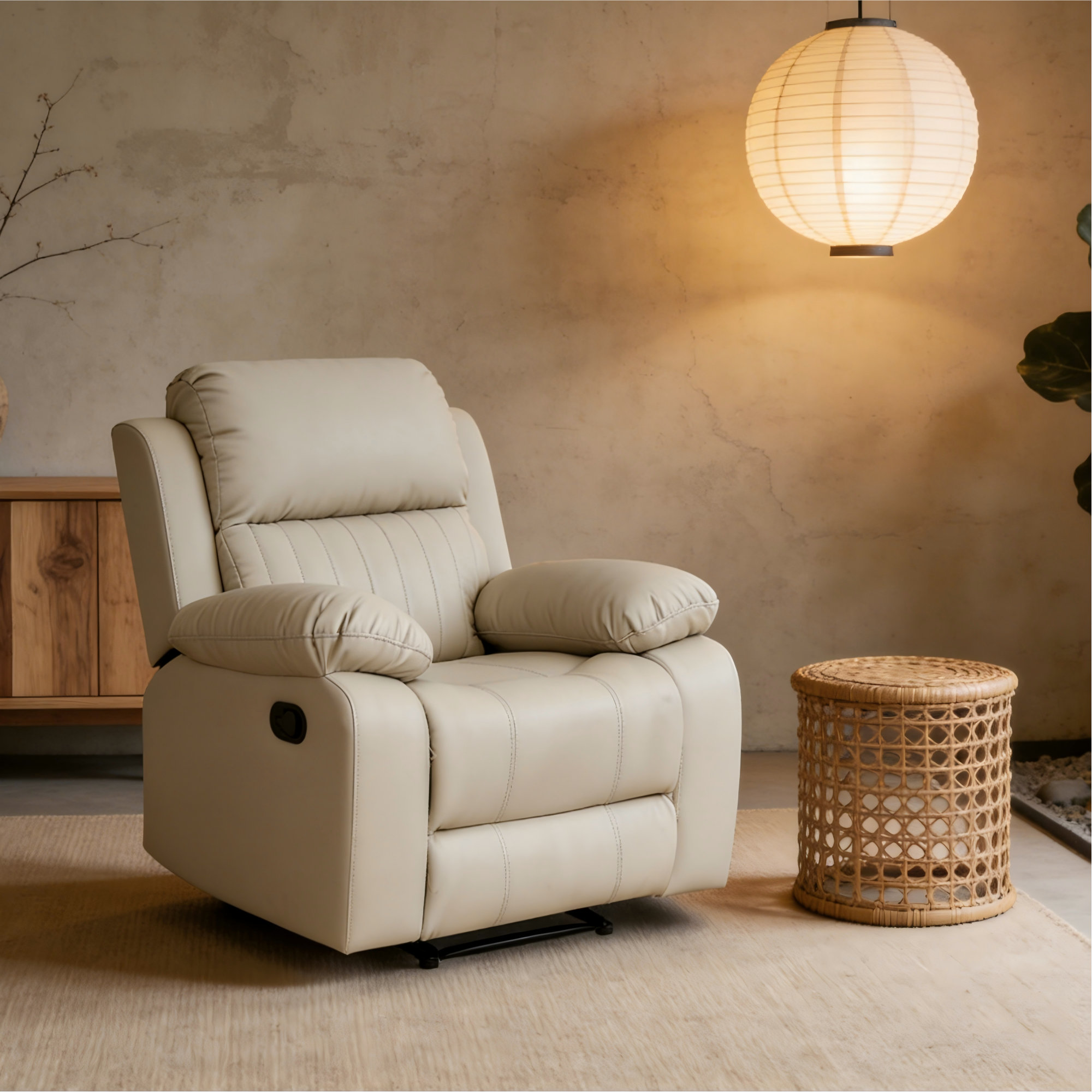 Inland Furniture Inc. Manual Reclining Faux Leather Armchair Dark Grey ...