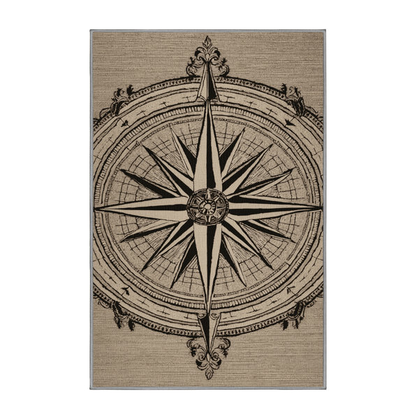 Longshore Tides Washable Grand Compass Rose Coastal Area Rug | Wayfair