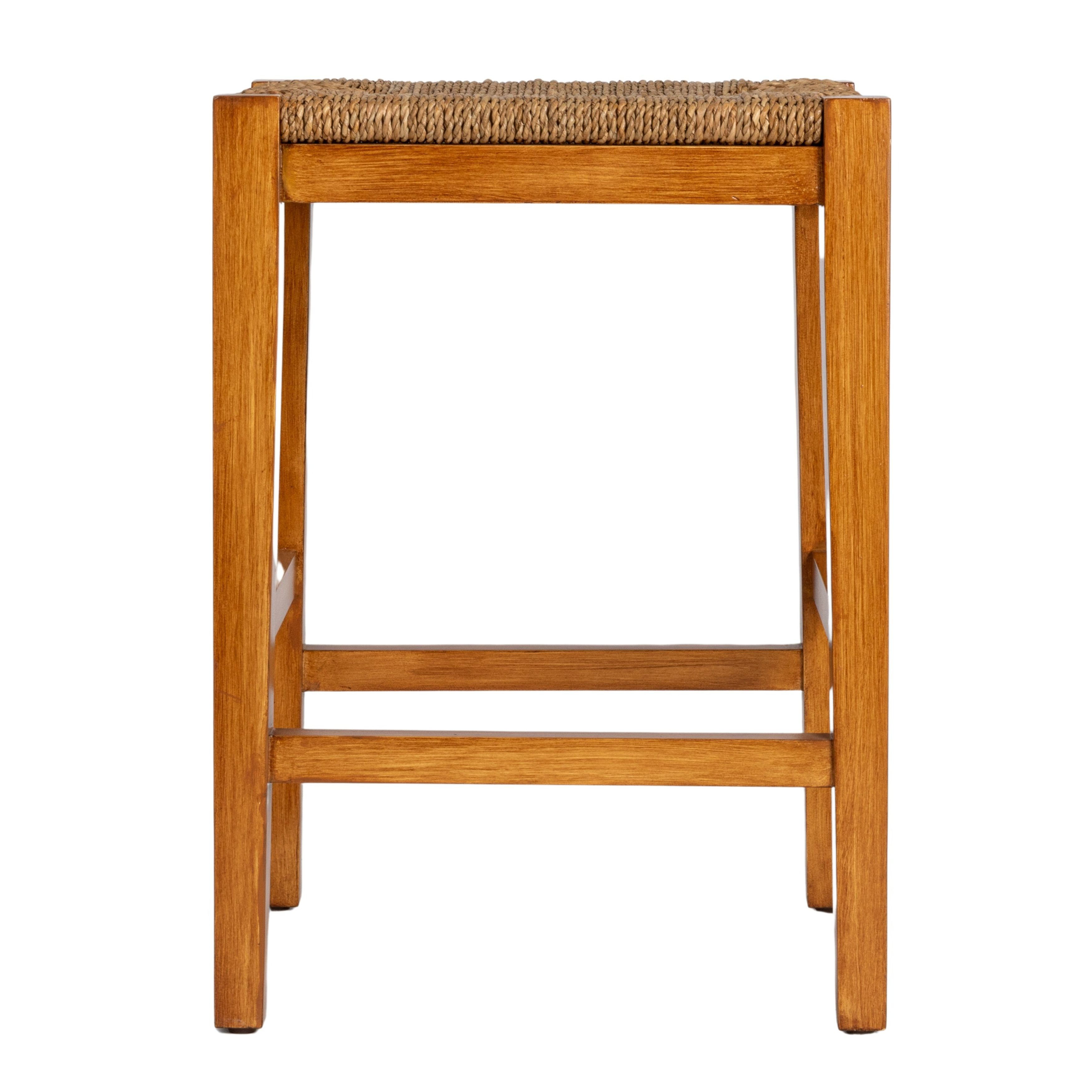 Rowena Interiors Wood And Seagrass Backless Counter Bar Stool & Reviews ...