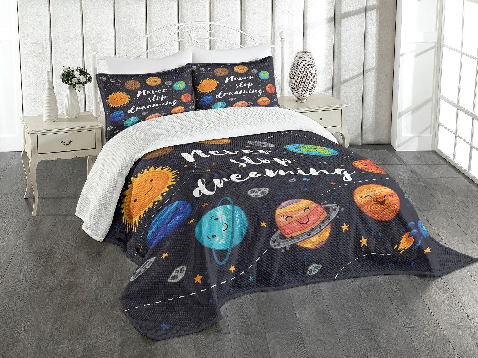 Ambesonne Saying Bedspread Set Outer Space Star Cluster Multicolor ...