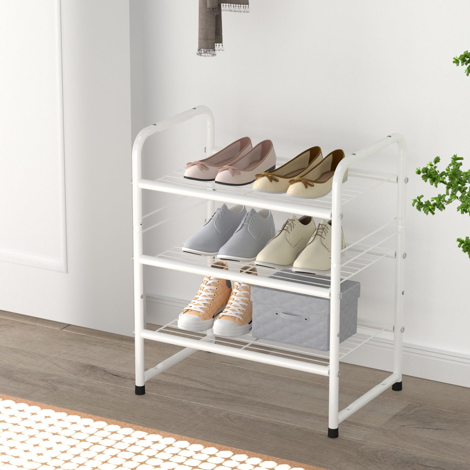 Latitude Run® Sturdy Shoe Rack Shelf For Closet Metal Stackable Narrow ...