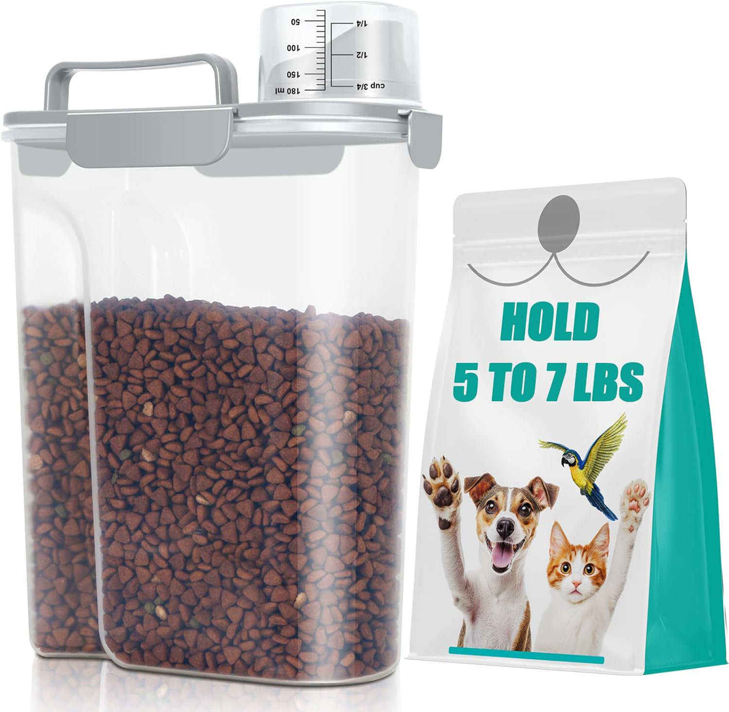 Zeki Shoggy Dog Cat Food Storage Container 5 To 7 Lbs, Airtight Pet ...